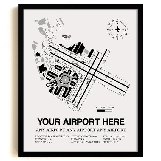 Airport Map Wall Art Collection – Custom Framed Print Online ...