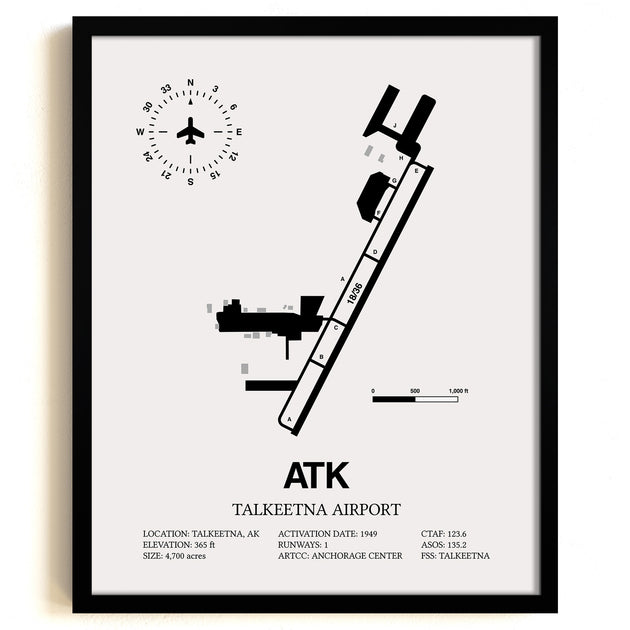 Atqasuk Edward Burnell Sr. Memorial Airport (ATK) Framed Detailed ...