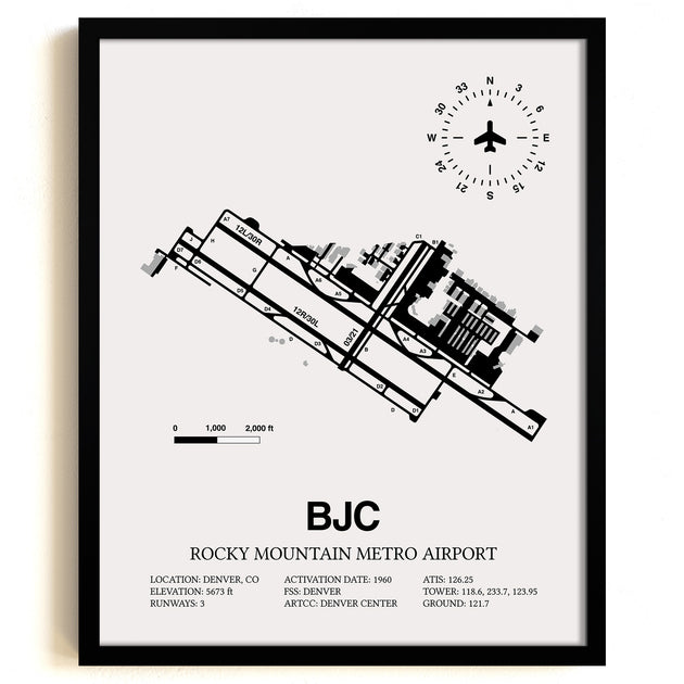 Rocky Mountain Metro Airport (BJC) Framed Detailed Airport Map ...