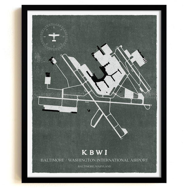 BWI Airport Map, Vintage Style, Baltimore/Washington International Thu ...