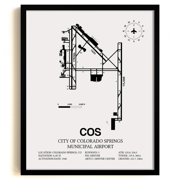 City of Colorado Springs Municipal Airport (COS) Framed Detailed ...