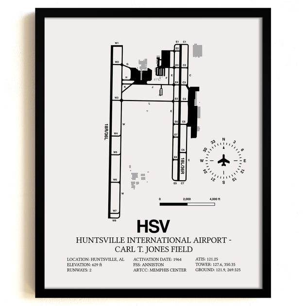 Huntsville International Airport - Carl T. Jones Field (HSV) Framed ...