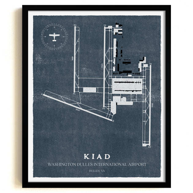 IAD Airport Map, Vintage Style, Washington Dulles International Airpor ...