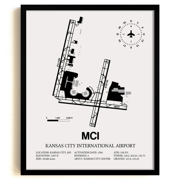 Buy MCI Kansas City Airport Map Print | SkyBirdSupply