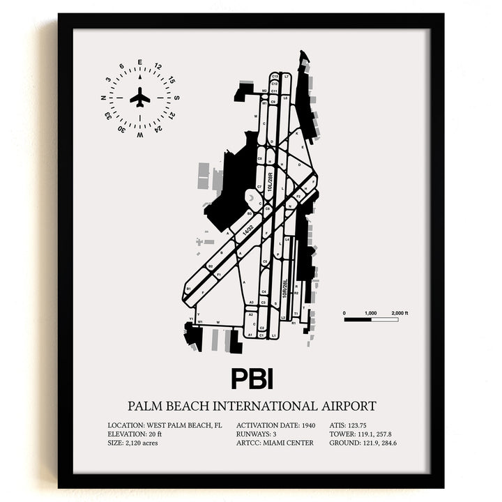 PBI Airport Map, Palm Beach International Airport Print – SkyBirdSupply