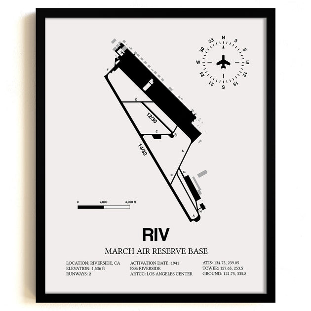 March Air Reserve Base (RIV) Framed Detailed Airport Map – SkyBirdSupply
