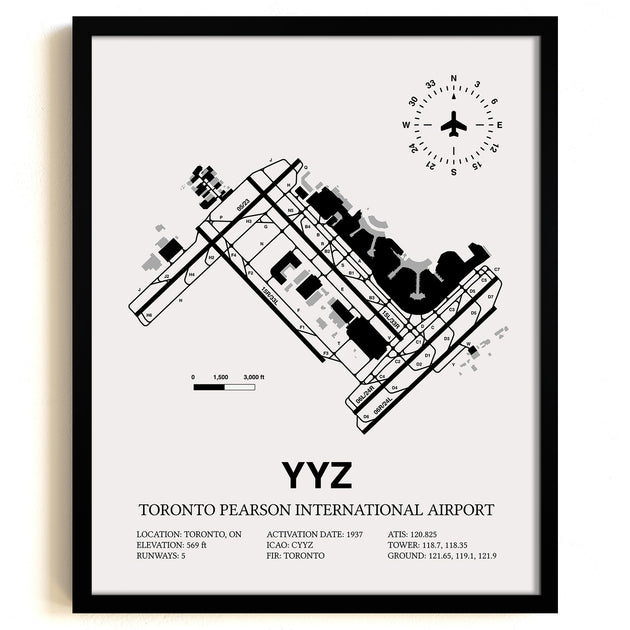 YYZ Airport Map, Estevan Airport Print – SkyBirdSupply