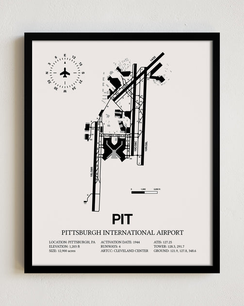 PIT Airport Map, Pittsburgh International Airport Print – SkyBirdSupply